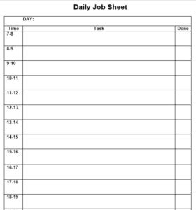 Free Job Sheet Templates - Free Word Templates