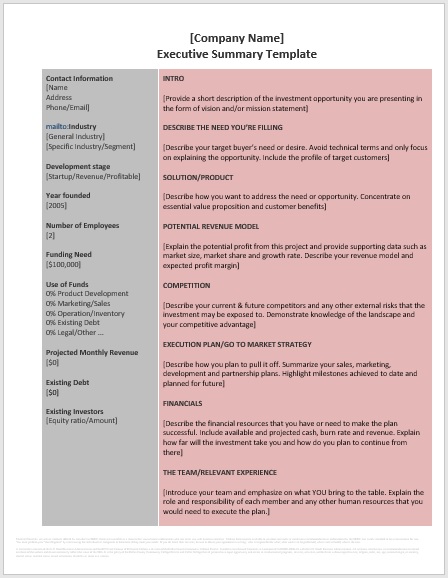 23 Free Executive Summary Templates - Free Word Templates