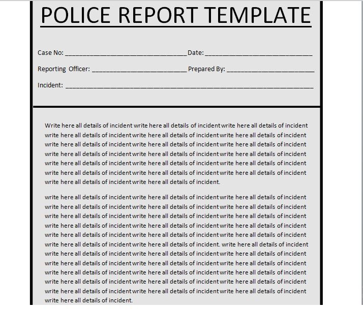 15 Free Police Report Templates - Free Word Templates