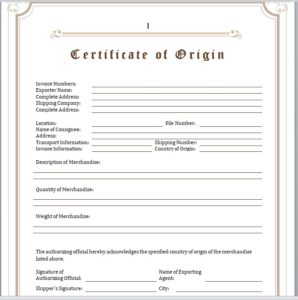 22 Free Certificate of Origin Templates - Free Word Templates