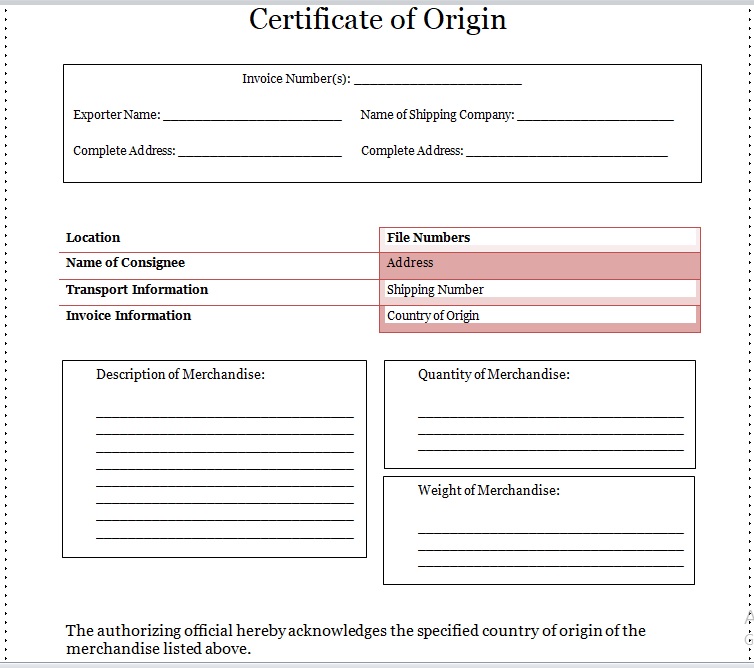 22 Free Certificate of Origin Templates - Free Word Templates