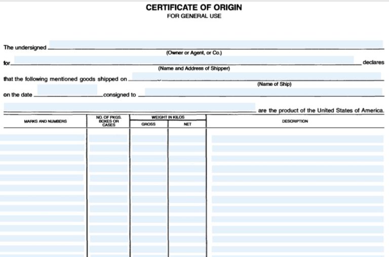 Free Certificate of Origin Templates - Free Word Templates