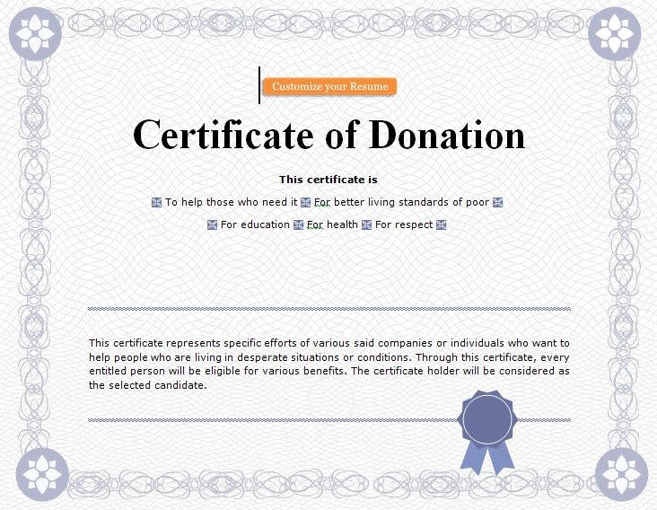 13 Free Donation Certificate Templates - Free Word Templates