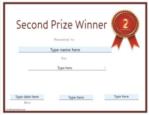 9 Free Second Prize Certificate Templates - Free Word Templates