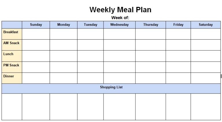 Printable Menu Planner Templates - Free Word Templates