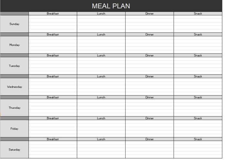 Menu Planning Template Word - Ablebionics