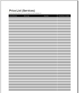Free Price List Templates - Free Word Templates