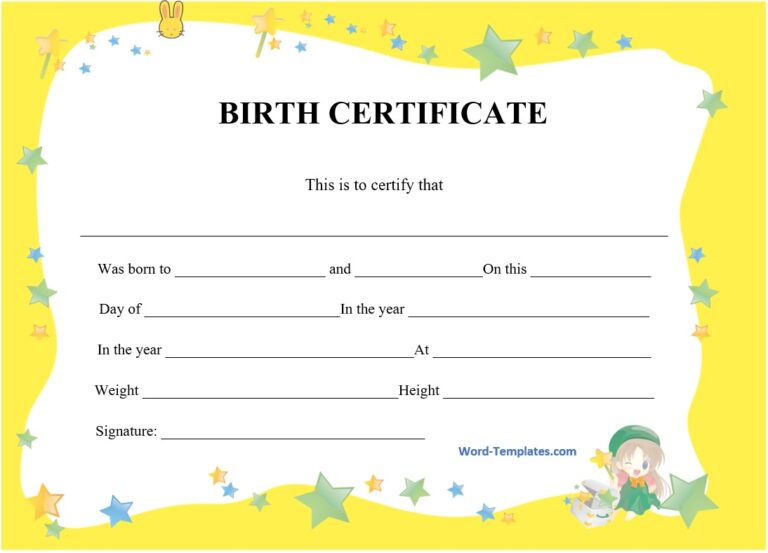 Free Birth Certificate Templates - Free Word Templates