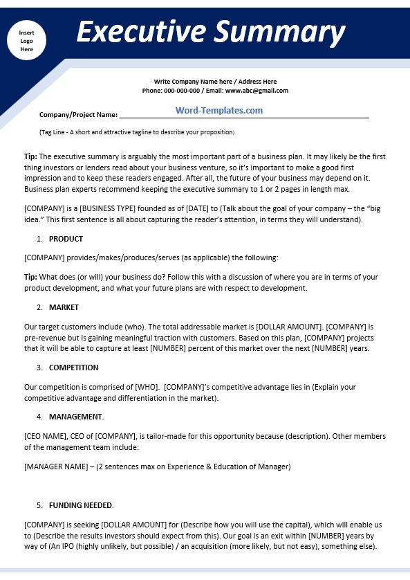 Free Executive Summary Templates - Free Word Templates