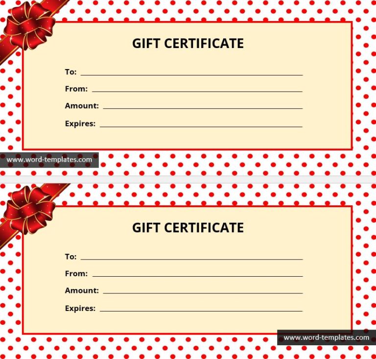 Free Gift Certificate Templates - { MS Word DOCX }