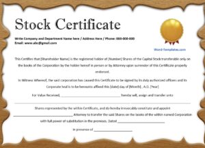 Free Stock Shares Certificate Templates - Free Word Templates
