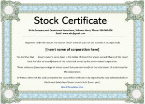 Free Stock Shares Certificate Templates - Free Word Templates
