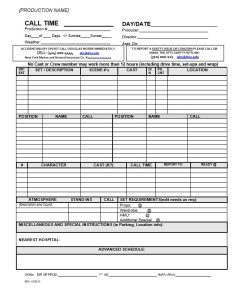 Free Call Sheet Templates - Free Word Templates