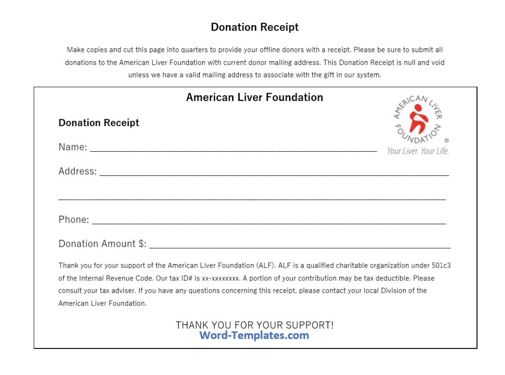 Free Donation Receipt Templates - Free Word Templates