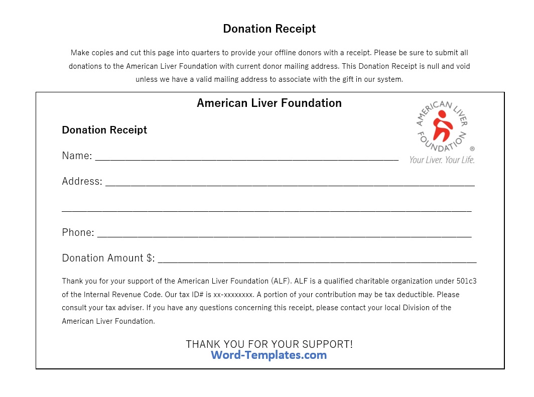 Free Donation Receipt Templates - Free Word Templates