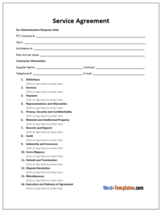 Service Agreement Templates - Free Word Templates