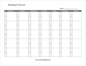 Free Monthly To-Do List Templates [DOCX] - Free Word Templates