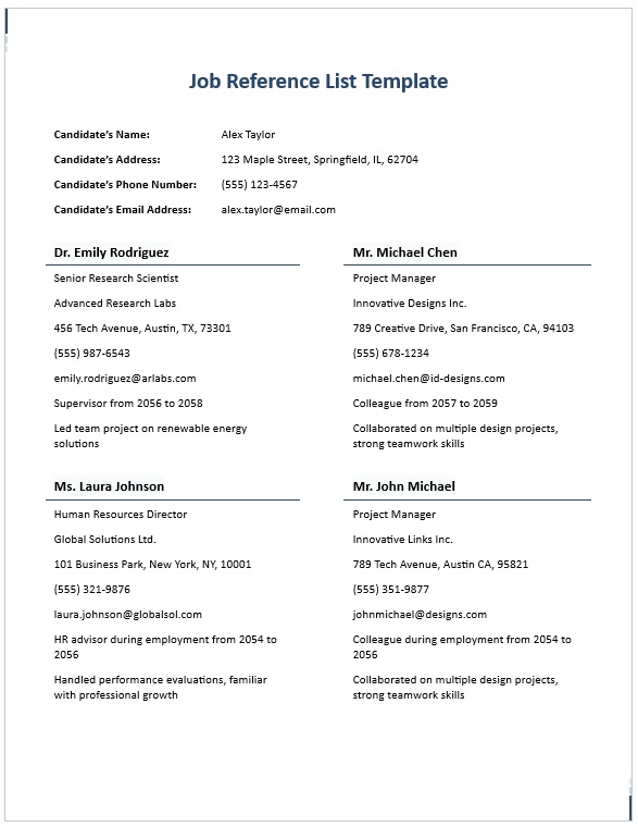 15 Free Reference List Templates MS Word DOCX 15 Free Reference List Templates MS Word DOCX