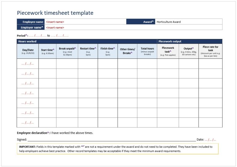 Free Timesheet Templates - Free Word Templates