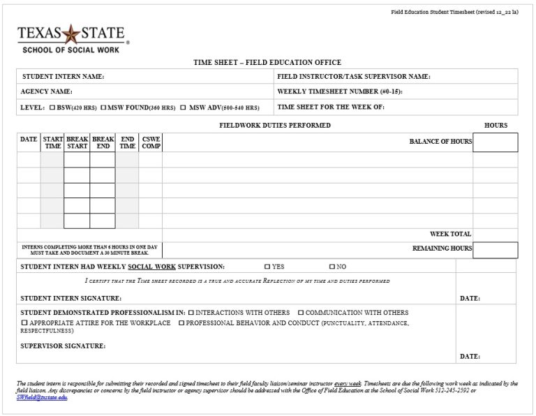 Free Timesheet Templates - Free Word Templates